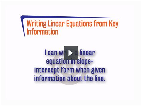 Writing Linear Equations From Key Information Edgems