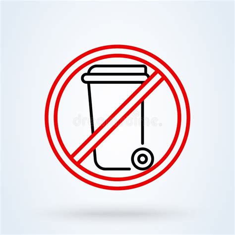 Crossed Out Garbage Can Sign No Trash Bin Icon Container Recycle Vector Illustration White