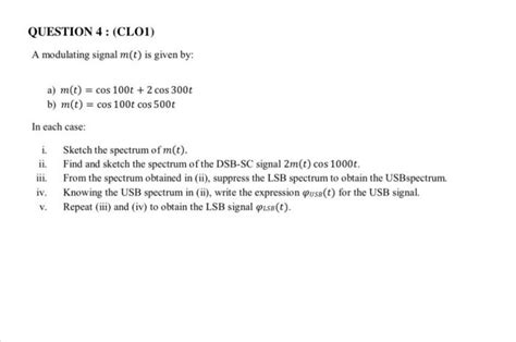 A Modulating Signal M T Is Given By A