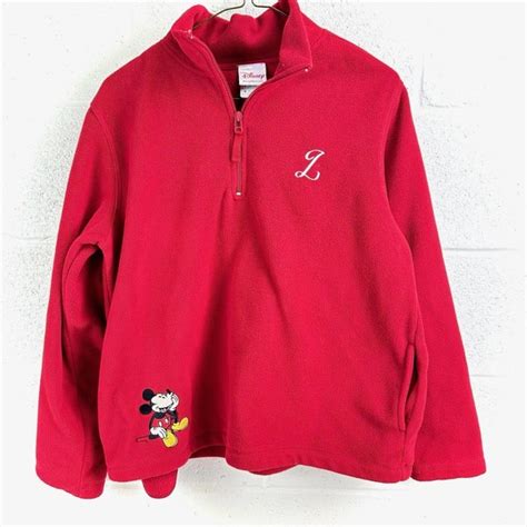 Disney Sweaters Disney Store Mickey Mouse Fleece Pullover 4 Zip Red