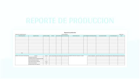 Plantilla De Formato Excel Reporte De Produccion Y Hoja De Cálculo De