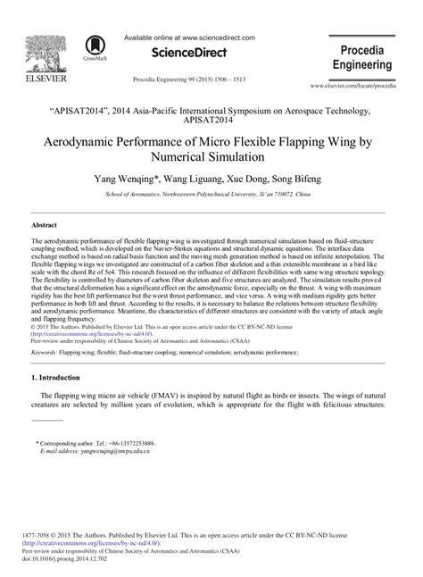 Pdf Aerodynamic Performance Of Micro Flexible Flapping Wing By