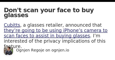 Dont Scan Your Face To Buy Glasses Ognjen Regoje •