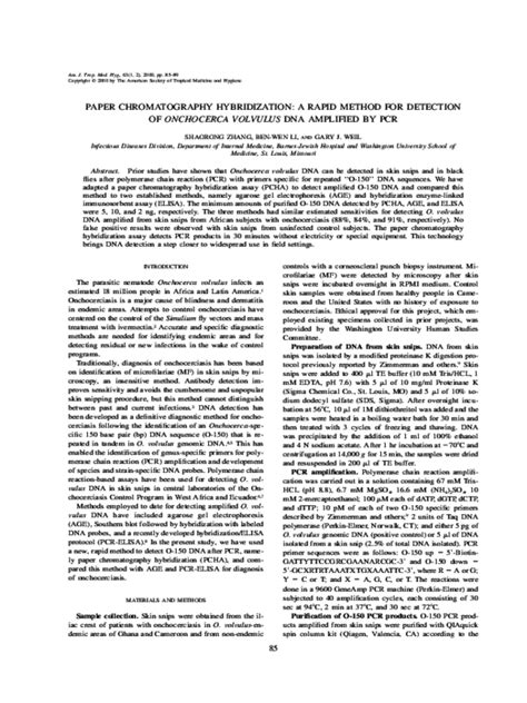 Pdf Paper Chromatography Hybridization A Rapid Method For Detection Of Onchocerca Volvulus