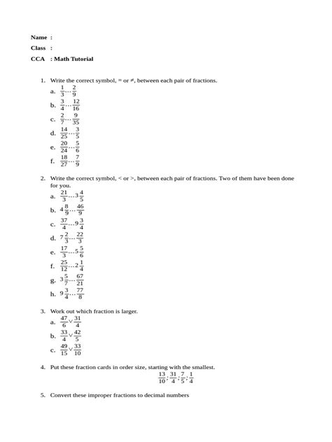 Math Tutorial 1 Fractions Pdf