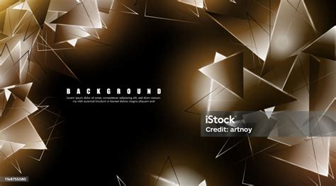 겹치는 빛나는 삼각형이 있는 추상적 배경입니다 격리 된 검은 색 배경 Eps 10의 벡터 그림 3차원 형태에 대한 스톡 벡터 아트 및 기타 이미지 Istock