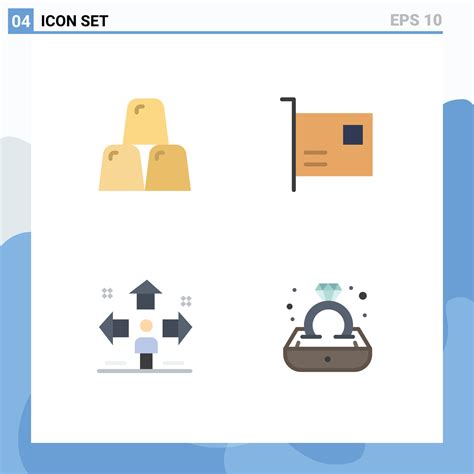 4 Universal Flat Icons Set For Web And Mobile Applications Bars Direction Gold Devices User