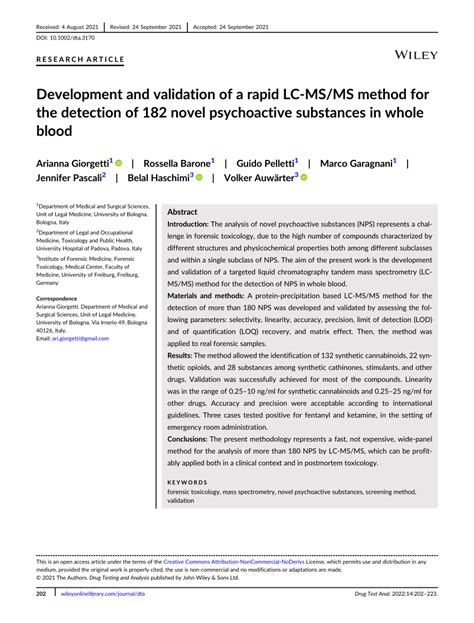 Pdf Development And Validation Of A Rapid Lc‐msms Method For The