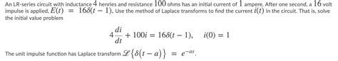 Solved An LR Series Circuit With Inductance 4 Henries And Chegg Com
