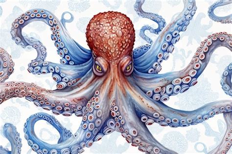 Vida Marinha Aquarela Arte Polvo Inteligência Artificial Gerativa