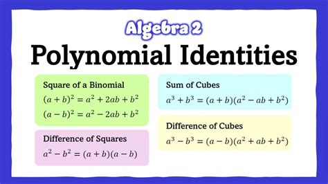 📝 Polynomial Identities📚 Algebra 2 Math Boost Camp Youtube