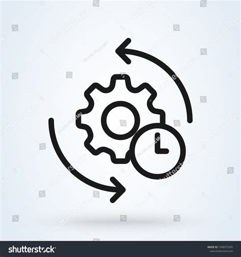 Agile Process Line Icon Gear Arrow Stock Vector Royalty Free