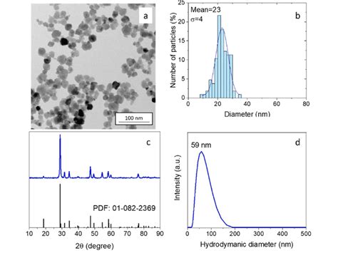 Tem Micrograph A Size Distribution Histogram B X Ray Diffraction Download Scientific