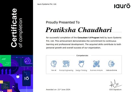 Pratiksha Chaudhari On Linkedin Consultant1 Certification Aiml Businessanalysis