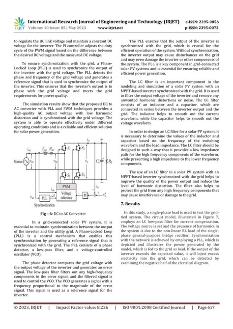 Modeling And Simulation Of Solar System With Mppt Based Inverter And Grid Synchronization Pdf