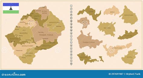 Lesotho Detailed Blue Country Map With Cities Regions Location On