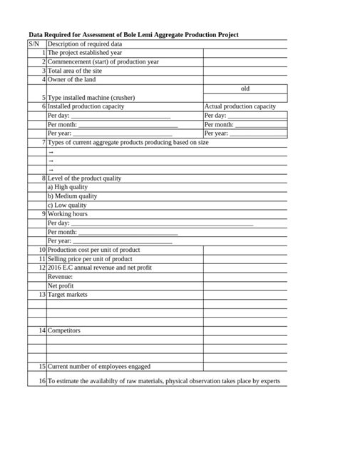 data collection table pdf