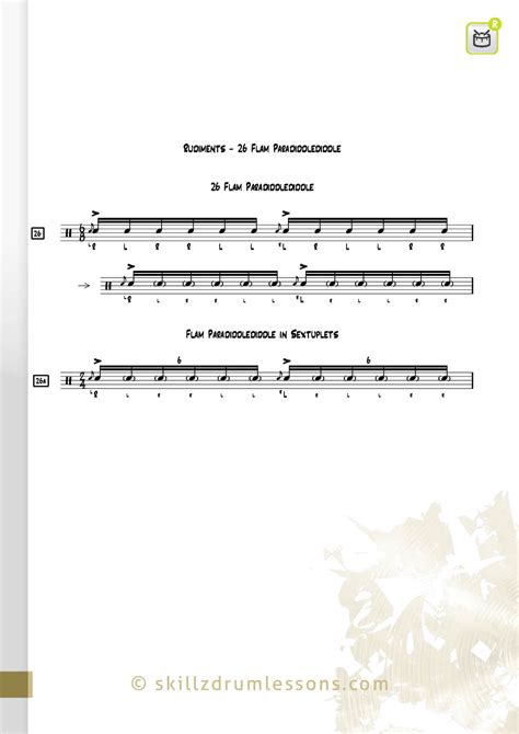 40 Essential Rudiments 26 Flam Paradiddle Diddle Skillz Drum Lessons