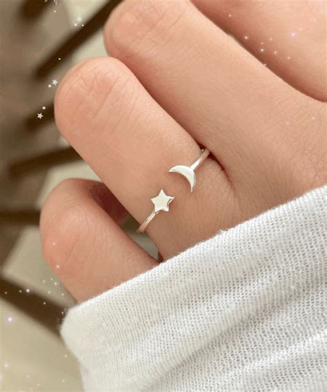 [후원반지] 실버925 달 별 오픈링 귀여운 우정반지 기부 에이블리