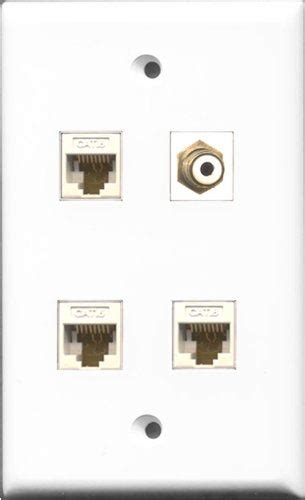 Riteav 1 Port Rca White 3 Port Cat6 Ethernet White Wall Plate Ultra Spec Store