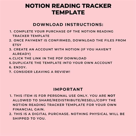 Notion Reading Tracker Notion Template Digital Reading Journal