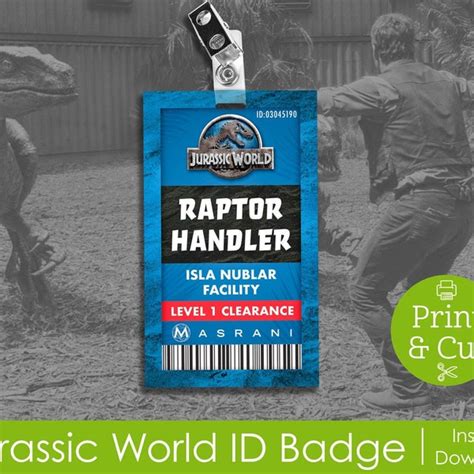Jurassic World Raptor Handler Badge Etsy