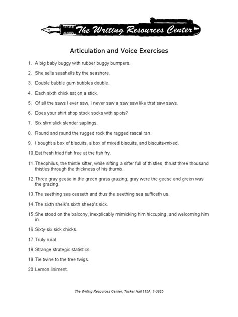 Articulation And Voice Exercises
