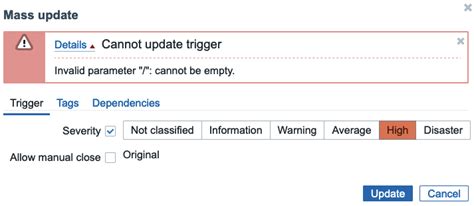 Mass Update Doesnt Work Rzabbix