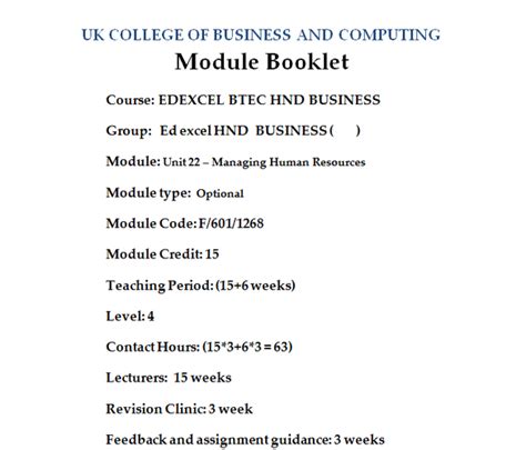 Unit 22 Managing Human Resources Assignment Brief Locus Assignment