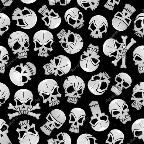 Skeleton Skulls Seamless Pattern Background Stock Vector By ©seamartini 118034272