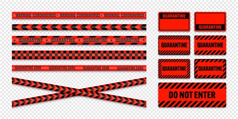 다양한 격리 구역 경고 테이프 및 실드 신종 코로나바이러스 발생 글로벌 잠금 코로나 바이러스 위험 줄무늬 경찰 주의 라인 제한