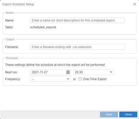 scheduled exports