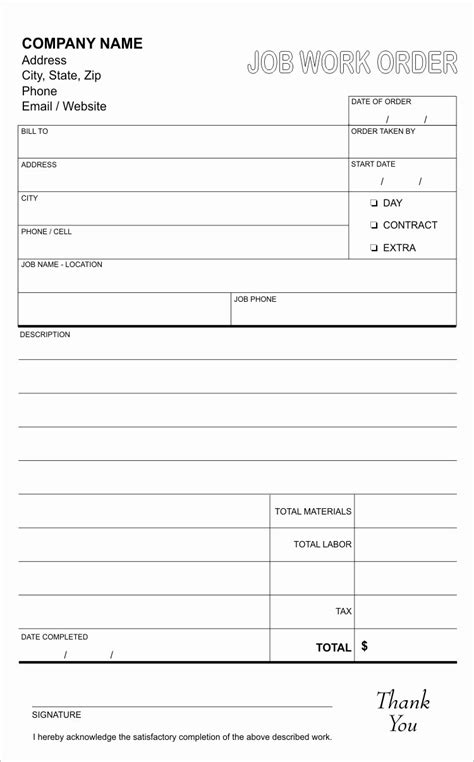 Service Work Orders Template New Work Order Shooters Journal
