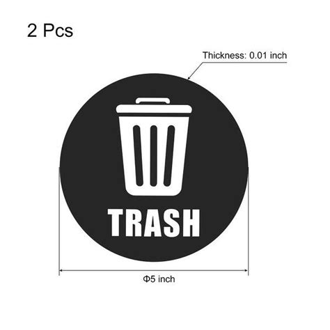 Trash Stickers Decals Bin Labels 5 Large Vinyl For Trash Can Black