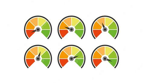 Premium Vector Credit Score Speedometer Icon Set Customer Satisfaction Meter Illustration
