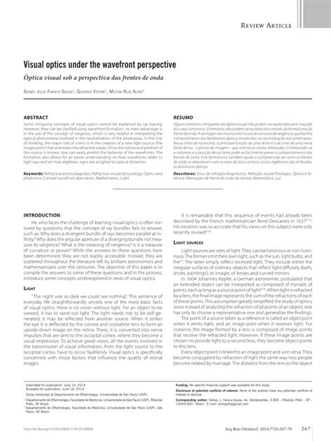 PDF Visual Optics Under The Wavefront Perspective