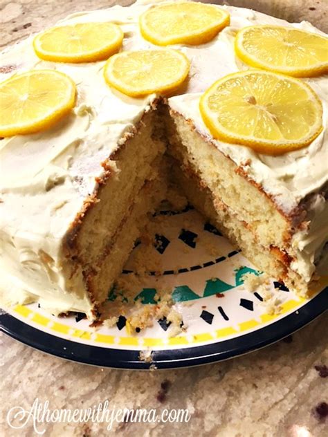 Homemade Lemon Cake With Lemon Frosting At Home With Jemma