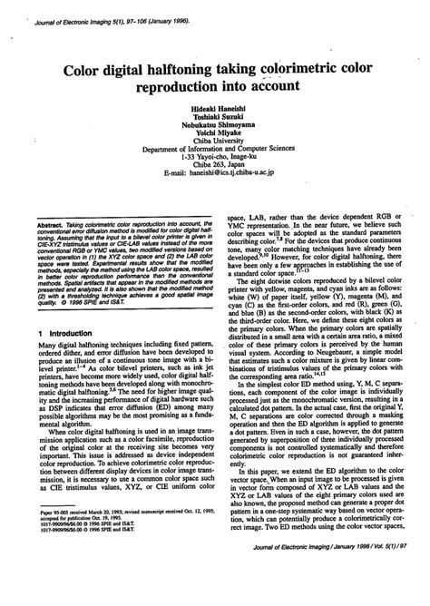 Pdf Color Digital Halftoning Taking Colorimetric Color Reproduction Into Account