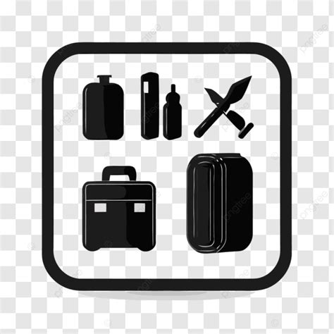 도구가 포함된 검정색 버튼 세트 벡터 흰색 배경에 필수 요소의 단순한 검은색 아이콘 그림자 없음 작은 프레임 중앙 Png 일러스트 및 벡터 에 대한 무료 다운로드