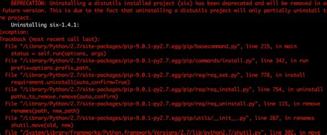 Python Deprecation Uninstalling A Distutils Installed Project Six Has Been Deprecated And