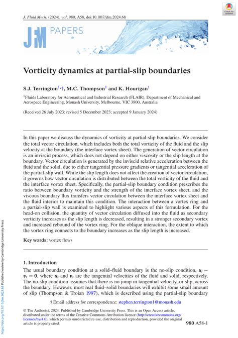 Pdf Vorticity Dynamics At Partial Slip Boundaries