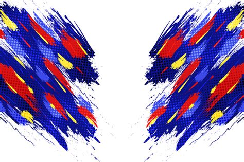하프톤 효과가 있는 추상적이고 다채로운 브러시 배경 배너 포스터 또는 스포츠 배경에 대한 브러시 획 그림입니다 디자인을위한 스크래치 및 텍스처 요소 0명에 대한 스톡 벡터