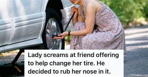 Woman Struggled To Change The Tire On Her Car But When A Mechanic Offered To Help She Told Him