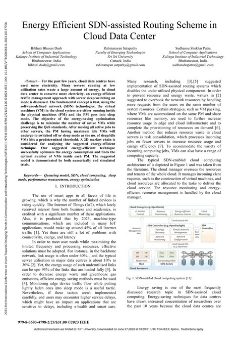 pdf energy efficient sdn assisted routing scheme in cloud data center
