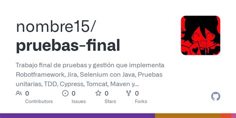 Github Nombre15pruebas Final Trabajo Final De Pruebas Y Gestión Que Implementa