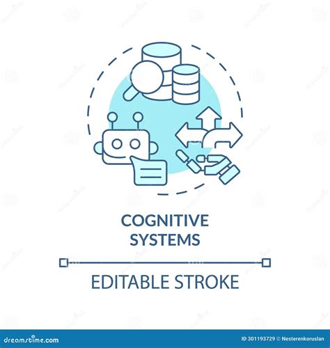 Thin Line Simple Blue Cognitive Systems Icon Concept Stock Vector