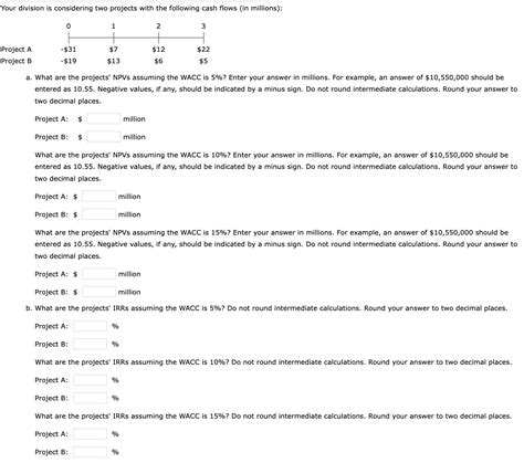 Solved Your Division Is Considering Two Projects With The