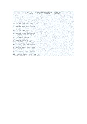 广西近十年来大型舞台艺术十大精品