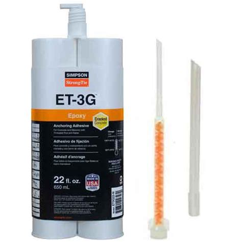 Simpson Strong Tie Et3g22 N 22 Oz Dual Cartridge Epoxy Anchoring