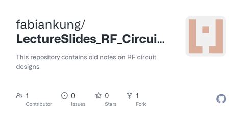 github fabiankung lectureslides rf circuit design this repository